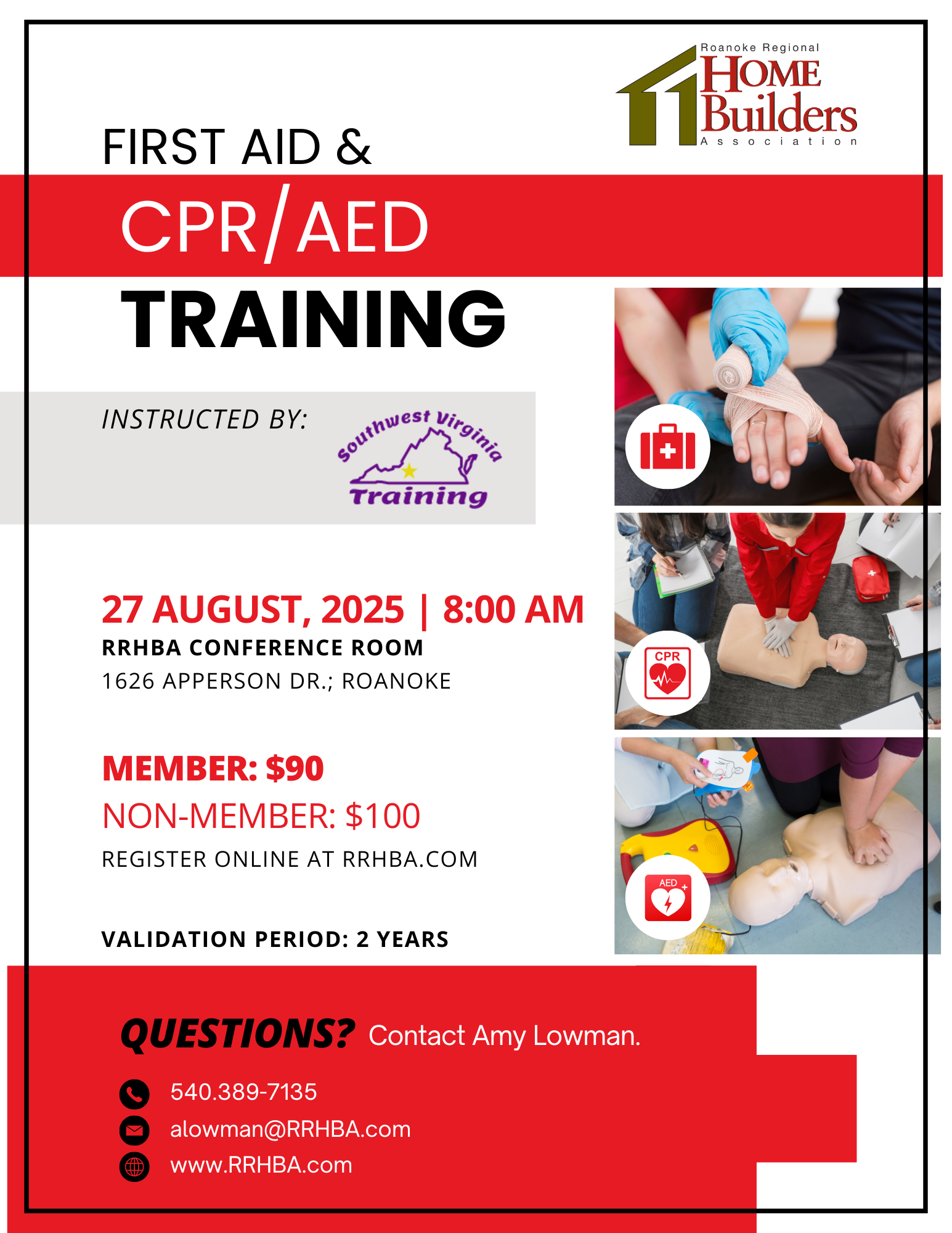 FIRST AID &CPR/AED TRAINING - Roanoke Regional Home Builders Association